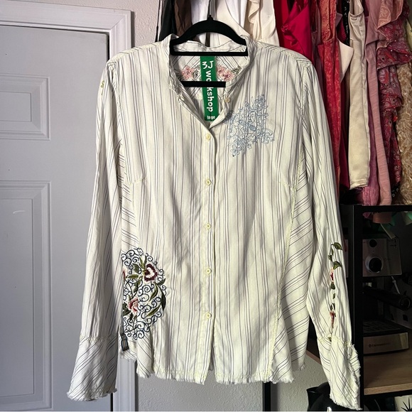 Johnny Was | Tops | 3j Workshop Johnny Was Off White Cotton Striped ...